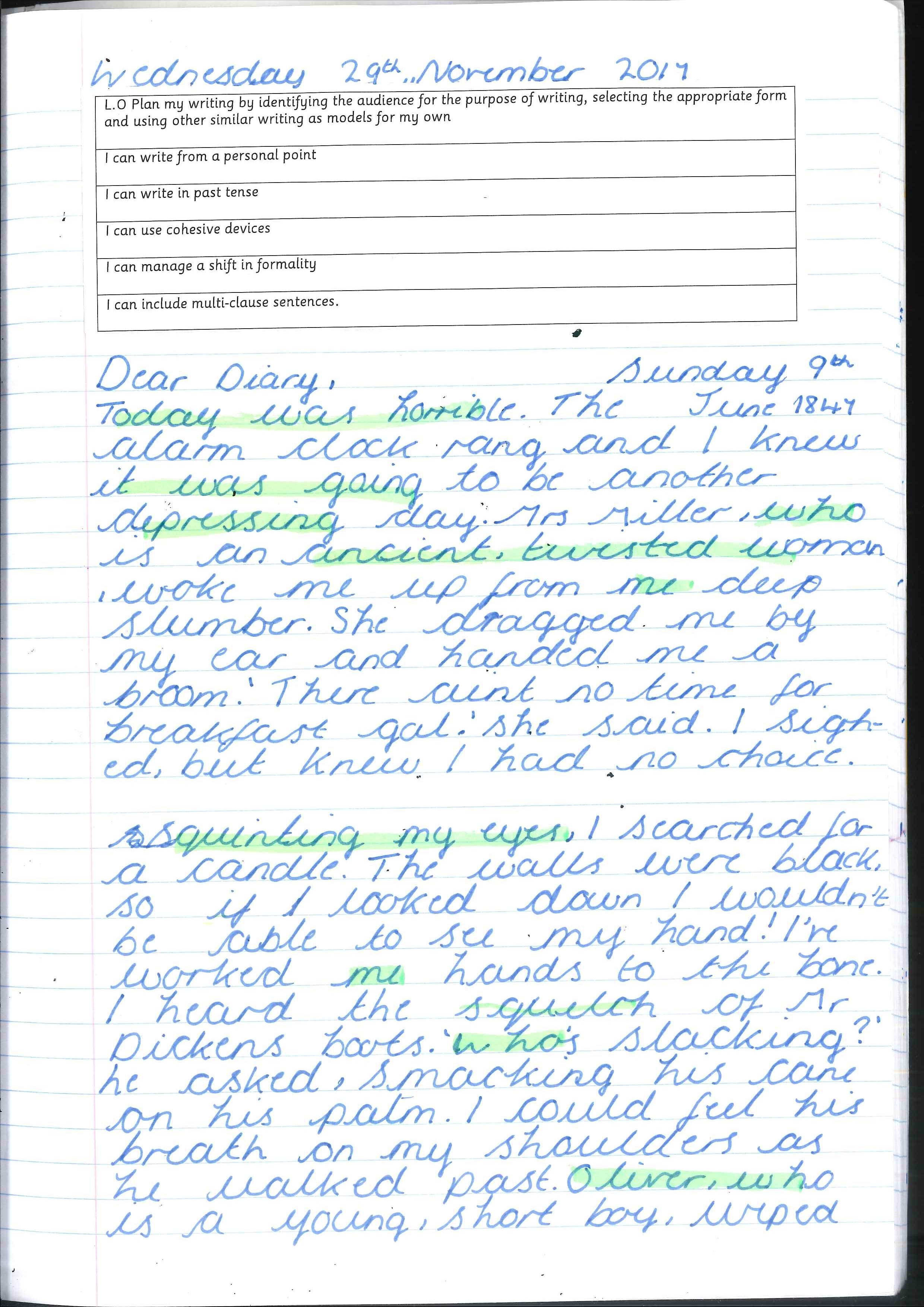 Year 6 Diary Writing St clements church of england academy Year 6 Diary Writing St clements church of england academy